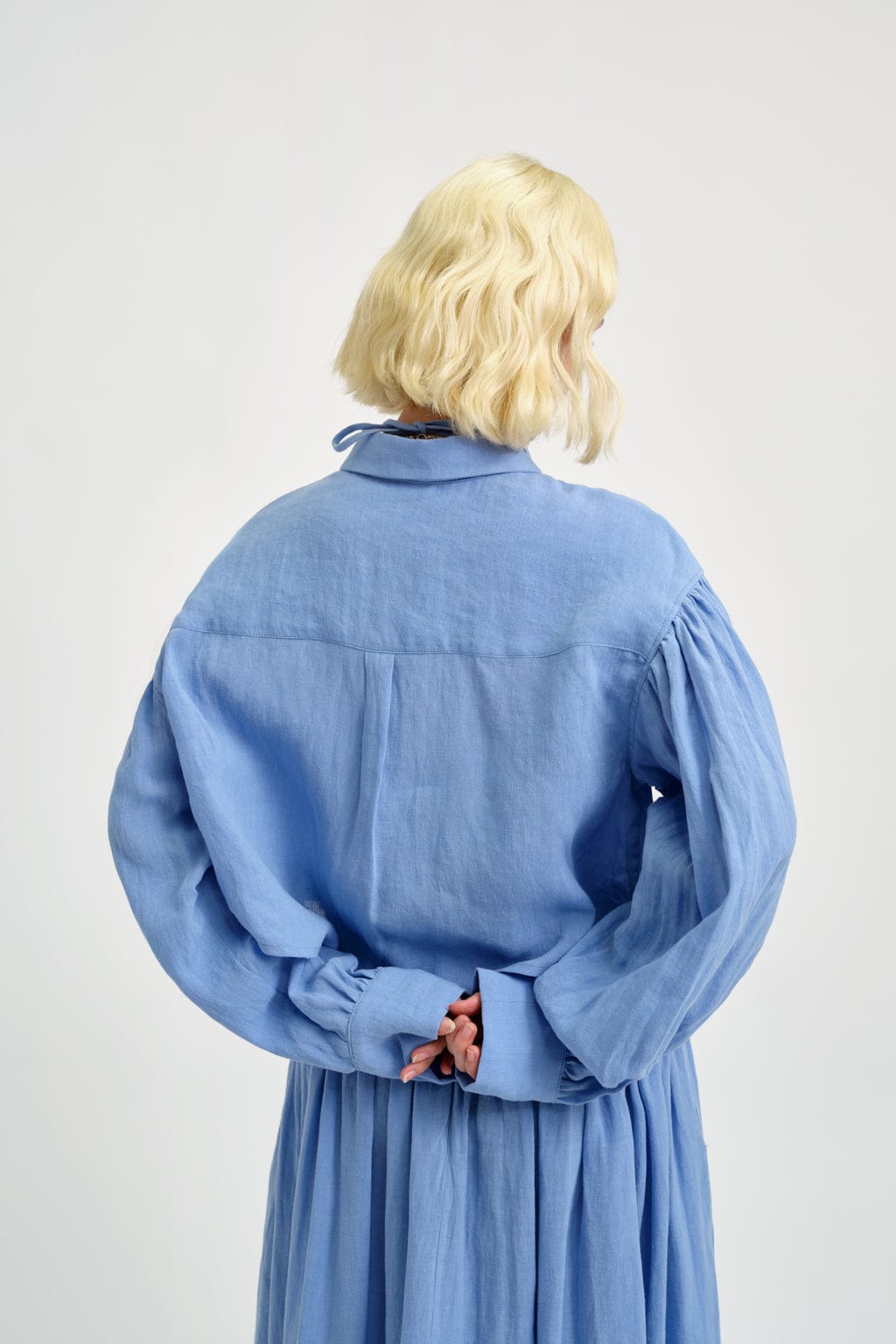 Tabitha Shirt Blue Linen | Eliza Faulkner Designs Inc.